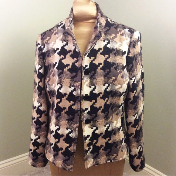 louben | Jackets & Coats | Louben Large Houndstooth Virgin Wool Jacket ...